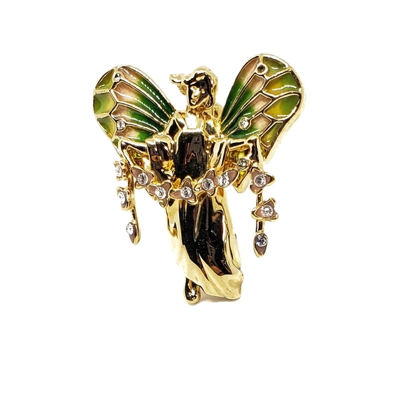 Monet | Jewelry | Rare Monet Angel Fairy Pliqueajour Brooch | Poshmark